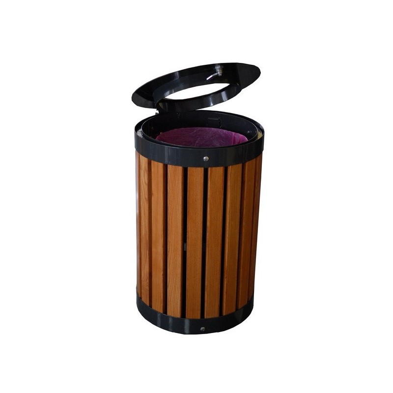 Wooden waste container - oak and steel, made to order|SIGMAT production